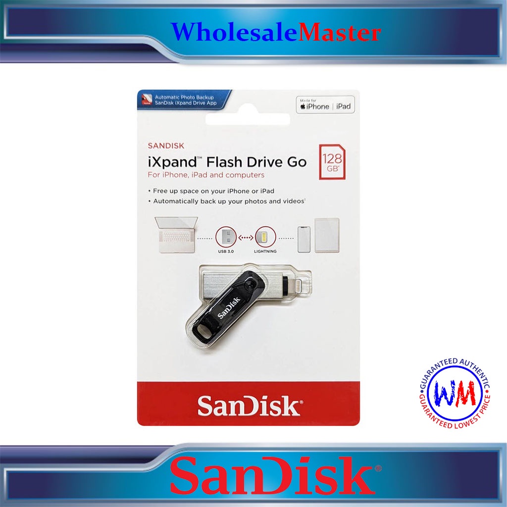 SanDisk iXpand Flash Drive Go 128GB Dual USB 3.0 Flash Drive for iPhone ...