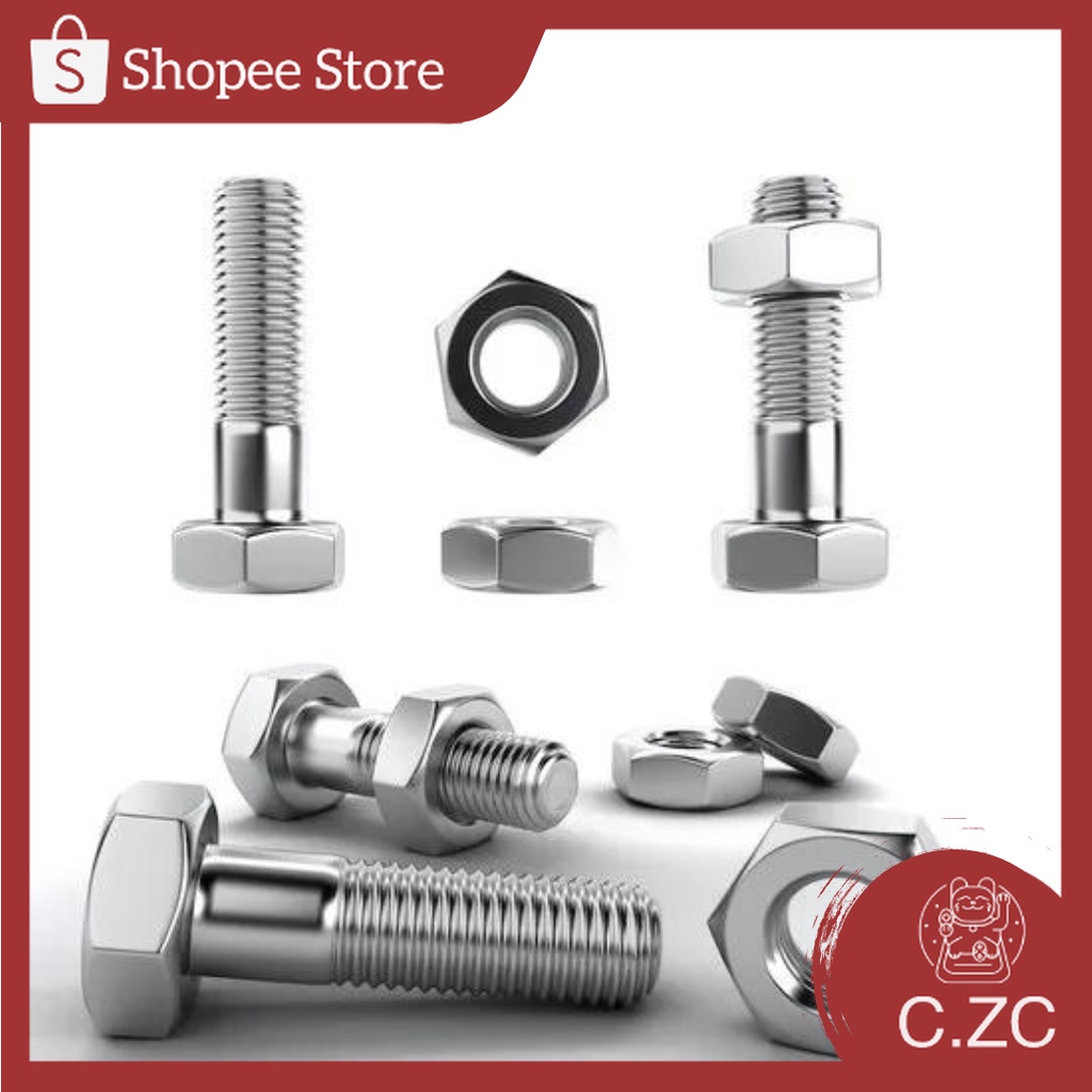 CZC COD Heavy Duty Hex Bolts & Nuts Full Thread Screws Turnilyo 10pcs ...