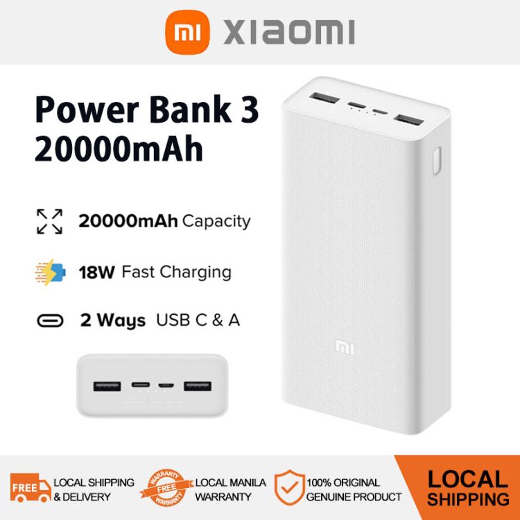 Xiaomi Mi Powerbank 3 Power Bank 20000mAh Dual 18W Fast Charging Triple ...
