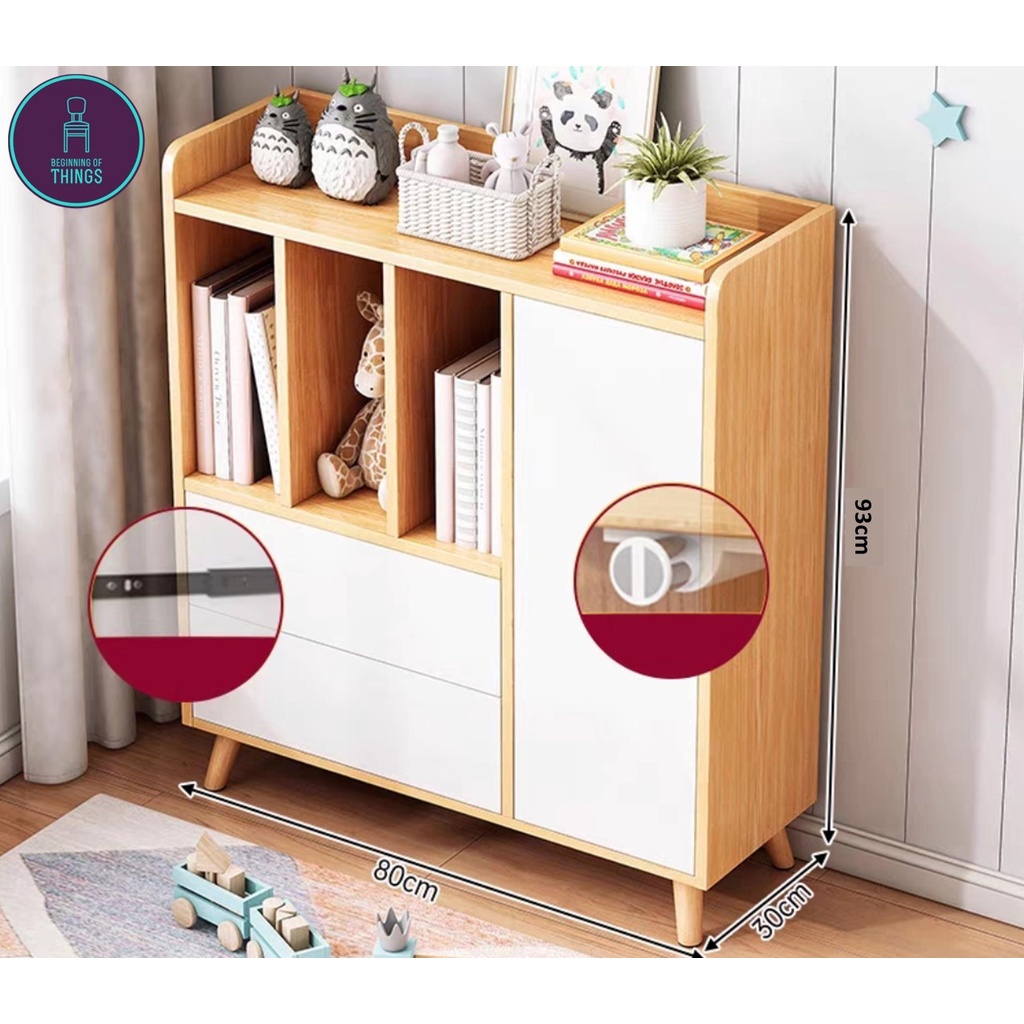 KRONO Cabinet Bookshelf Drawer Shelves 80 CM | Shopee Philippines