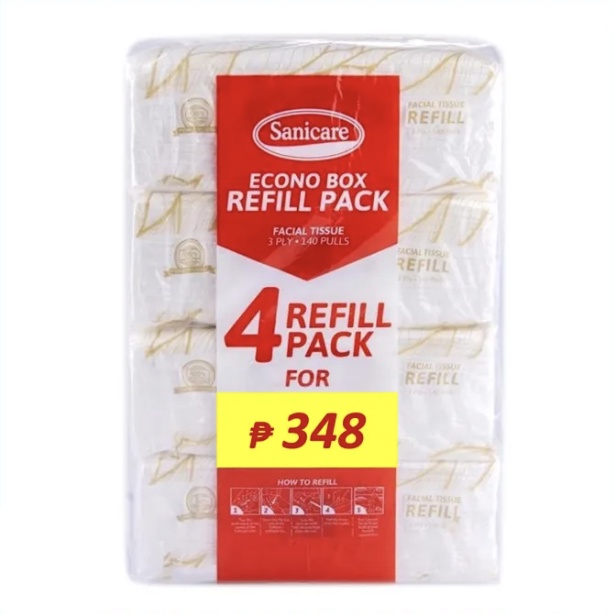 Sanicare Econo Box Premium Facial Tissue Refills (4 Packs) - 3 ply x ...