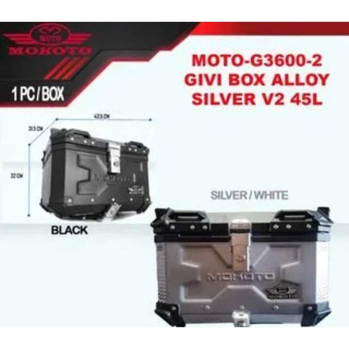 (COD) Mokoto Alloy Top Box Black & Silver - 45L | Shopee Philippines