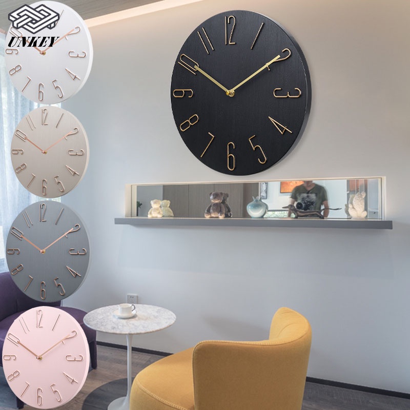 12 inches Wall clock Sleek Silent Living room modern mute quartz clock ...