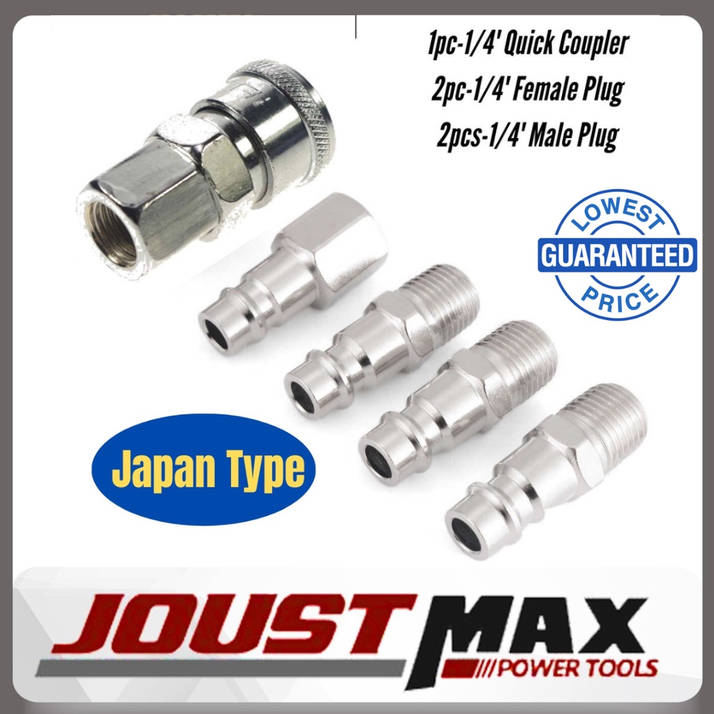 JAPAN/USA type 5pcs Metal Quick Coupler Set Solid Air Hose Connector ...