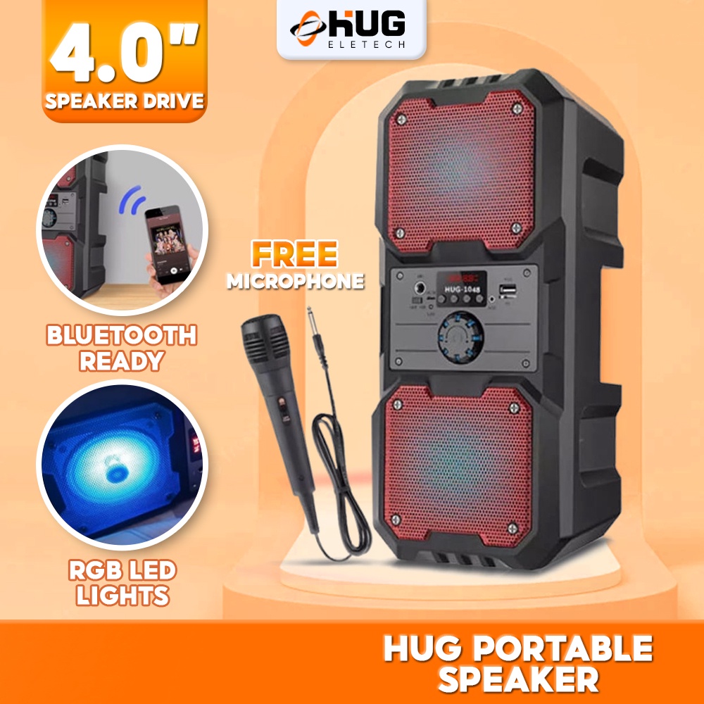 HUG Portable Bluetooth Speaker for Karaoke with LED Display and Mic ...