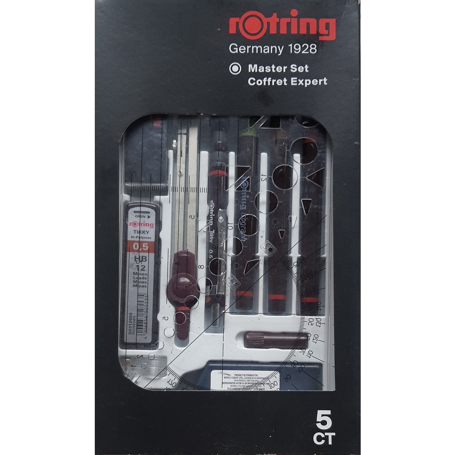 ROTRING MASTER SET 0.1,0.3,0.5 with compass and compass adapter ...