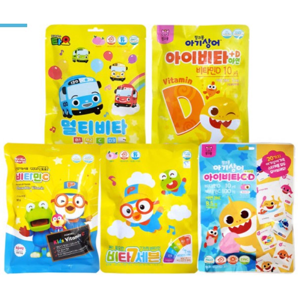 Character Kids Vitamin Candy / Pororo Vitamin Pink Pong Tayo Vitamin ...