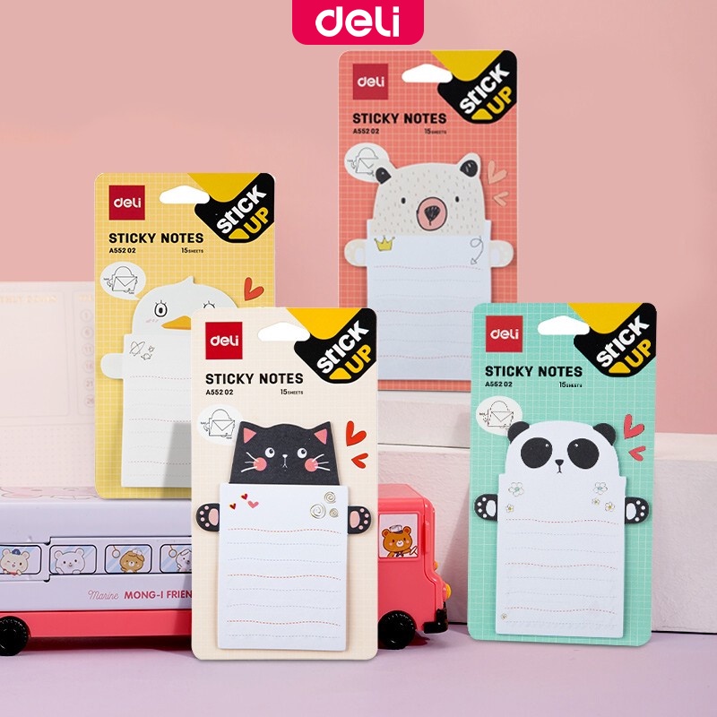 Deli 15Sheets Sticky Notes Cute Mini Memo Pad Student Stationary School ...