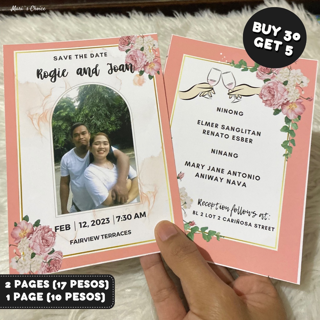 INVITATION FOR WEDDING AND EVENTS (free layout and envelope) | Shopee ...