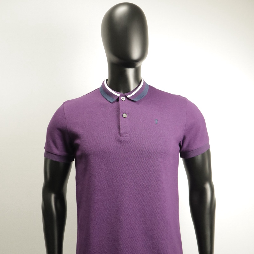 COLLEZIONE C2 22RT1K130 PLUM Pique Polo Shirt Men Custom Fit Key logo ...