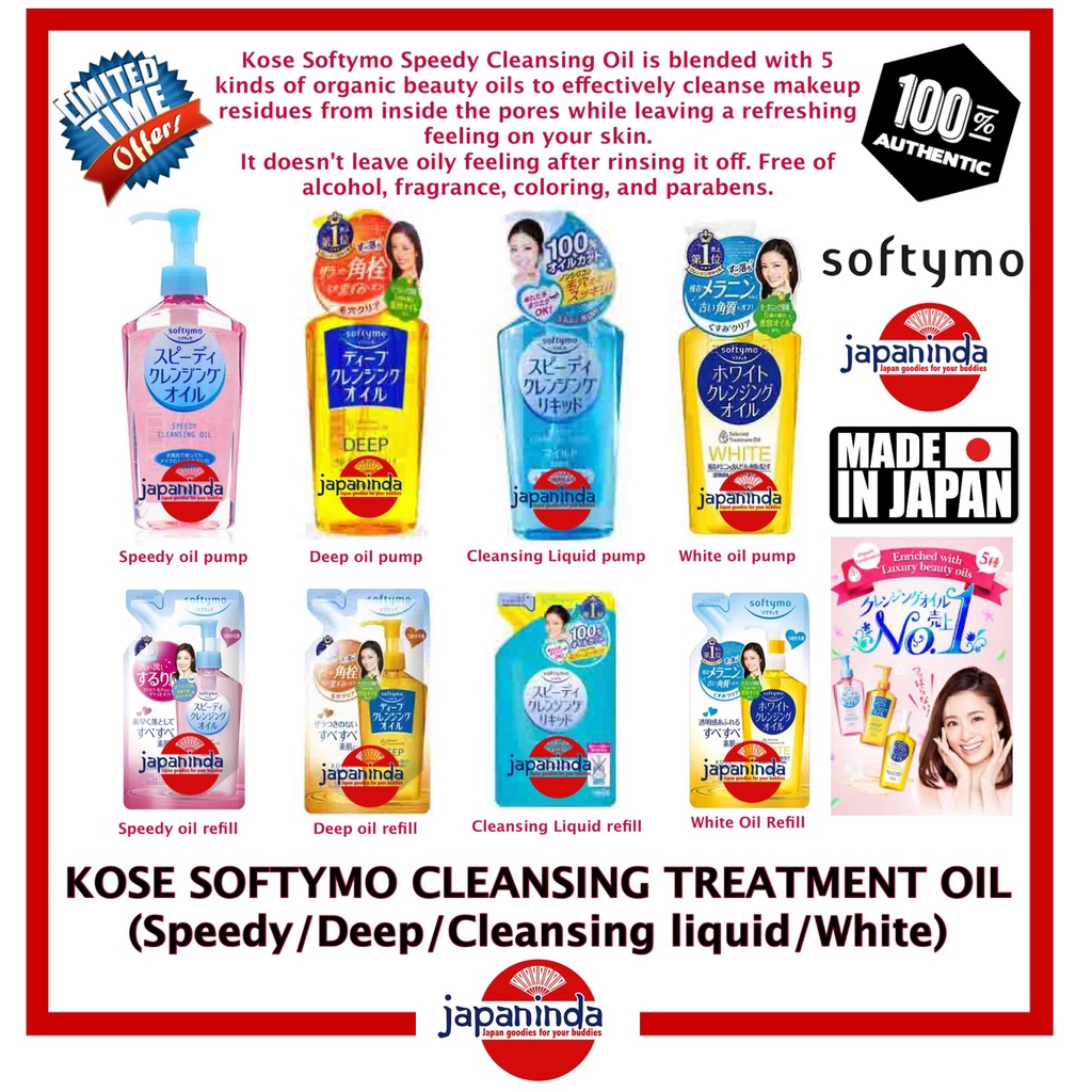 KOSE Softymo Cleansing Treatment (Oil / Liquid) 230ml (Made in Japan ...