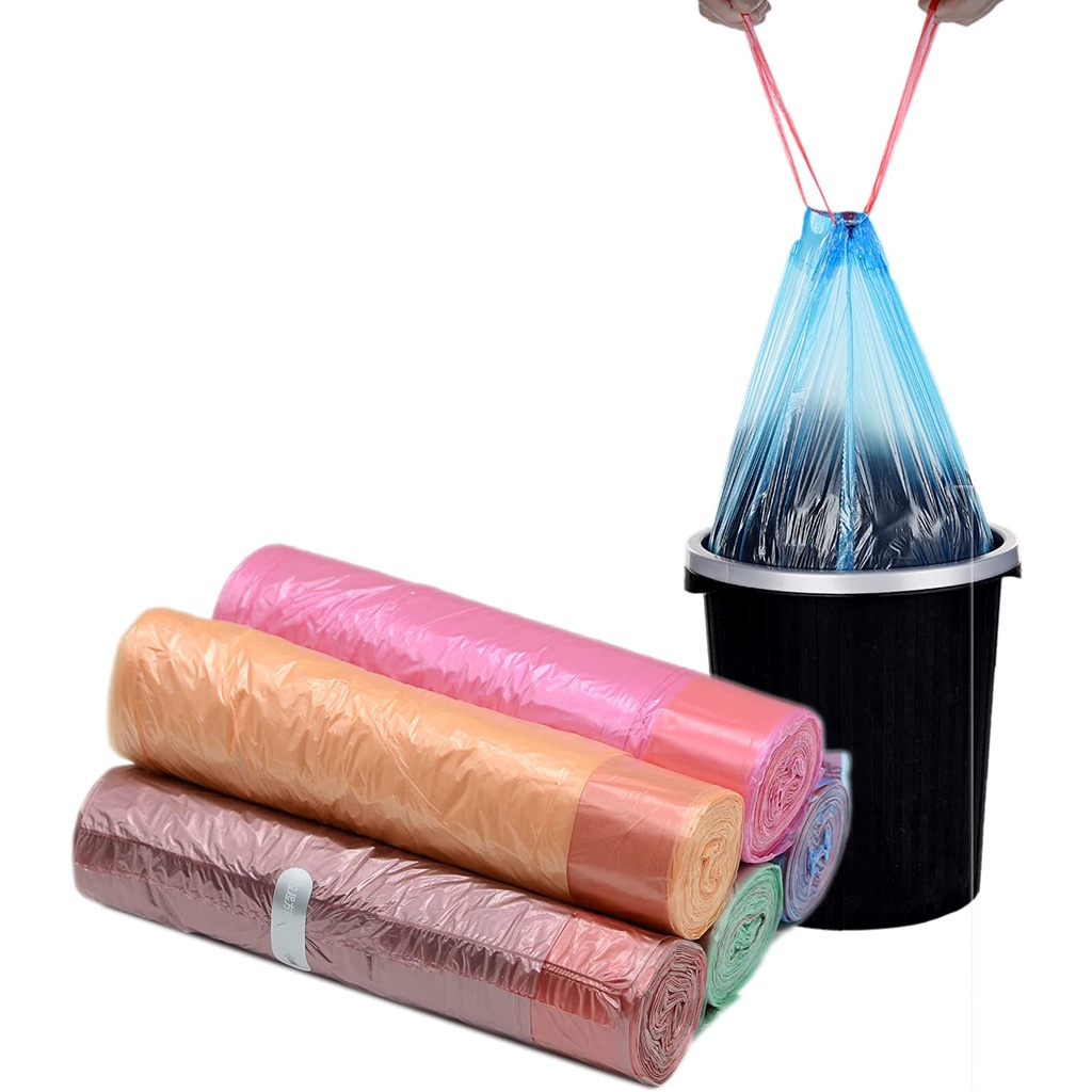 5 Rolls Pack Small Drawstring Trash Bags Plastic Garbage Can Trash Can ...