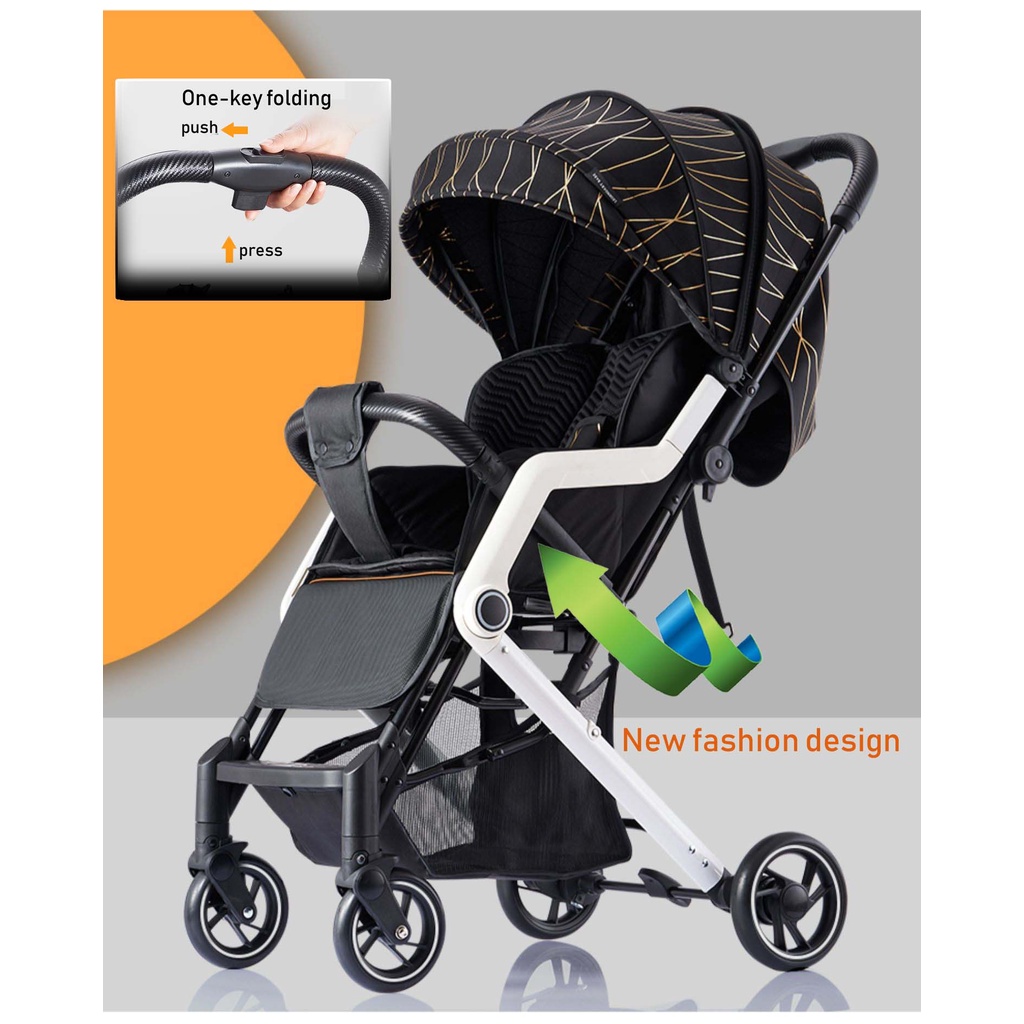 Folding Convertible baby stroller Stylish design, high view, reclining ...