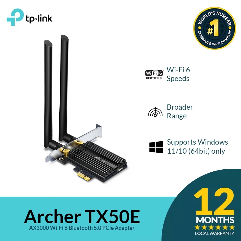 TP-Link Archer TX50E AX3000 Wi-Fi 6 Bluetooth 5.0 PCIe Adapter | Shopee ...