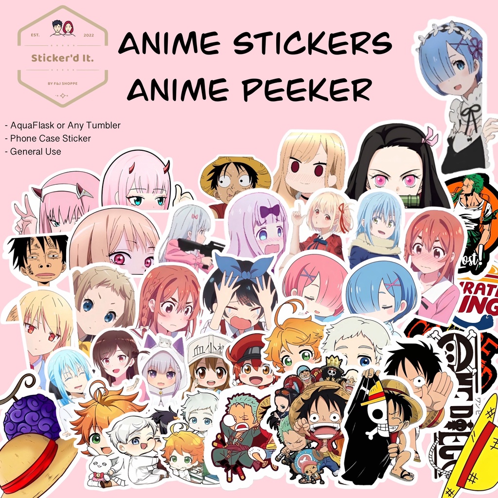 Holographic Anime Stickers / Anime Peeker Stickers (For AquaFlask, Any ...
