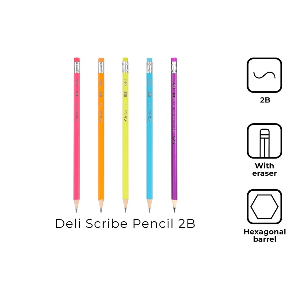 Deli Scribe Pencil 2B (1PC) [7535U51000] | Shopee Philippines