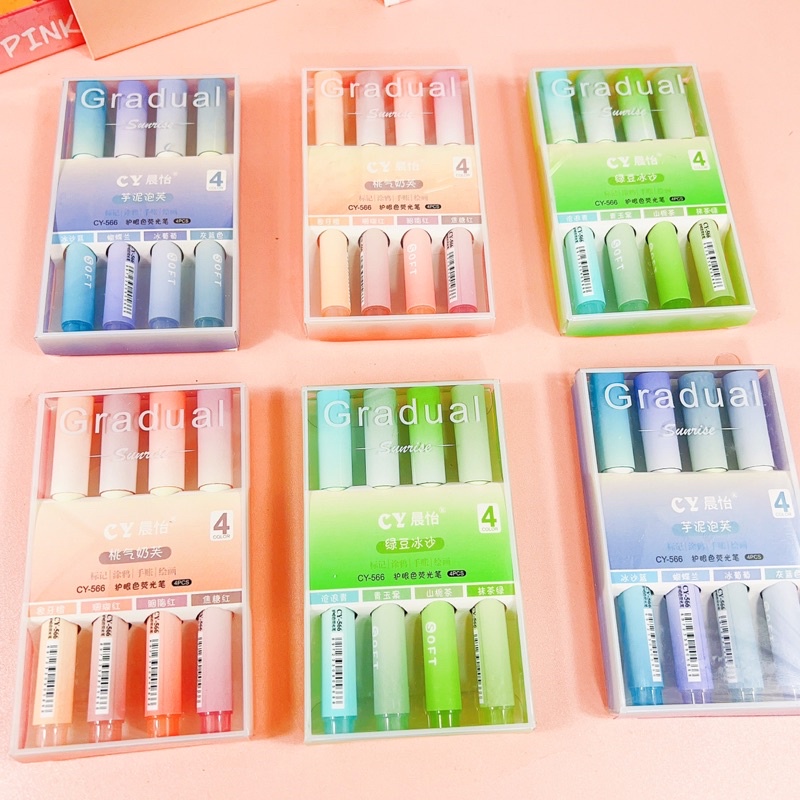 4pcs/set Gradual highlighter student Marker pen Eye protection lager ...