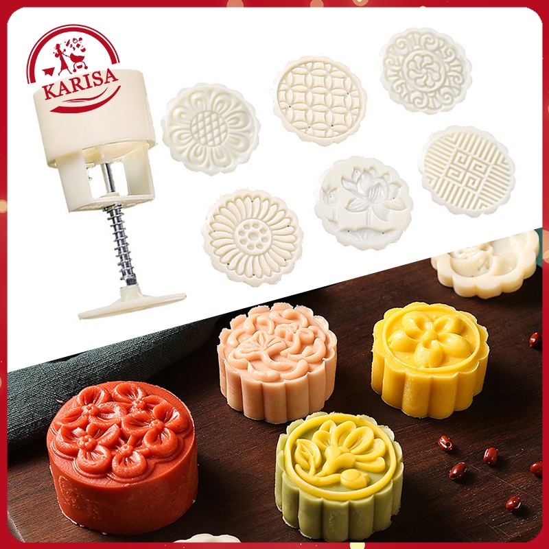 Mooncake Molder Set DIY Hand Press Cookie Dessert Cutter Pastry ...
