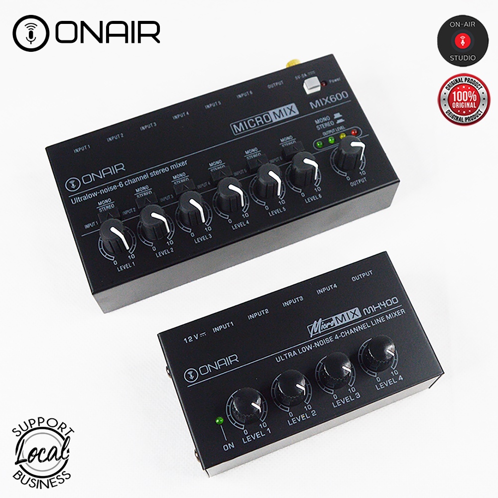 ONAIR Micro Audio Mixer MX400 Mono 4/6 Channel Line Audio Mixer with ...