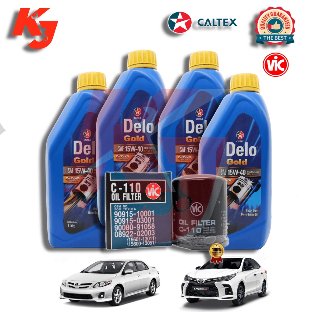 Delo Gold Hyundai Toyota Altis/Vios Oil Kit Fully Synthetic | Shopee ...