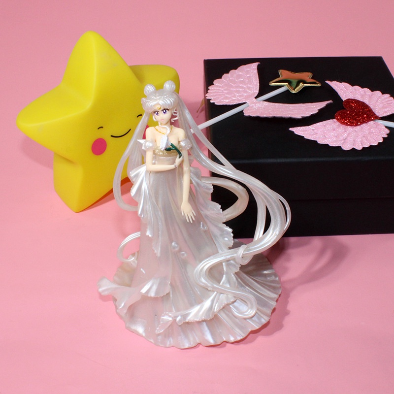 Anime Sailor Moon Tsukino Usagi Action Figures Wedding dress 15cm PVC ...