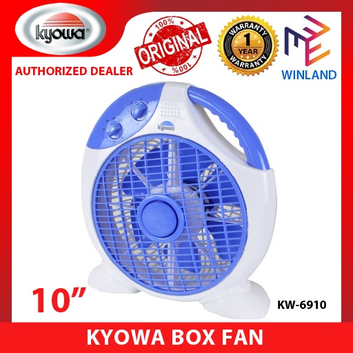 KYOWA by Winland 10inches Box Fan Electric Fan w/ 3-Speed Rotary Switch ...