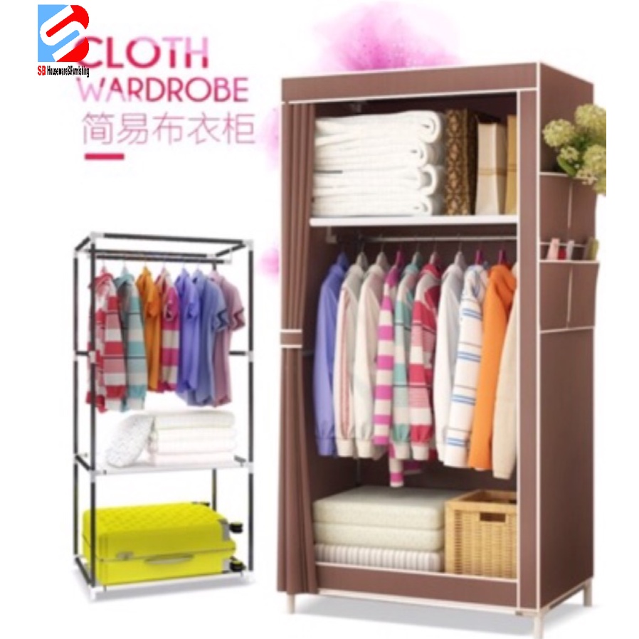 clothes storage wardrobe fashion cabinet size 150*70*45cm | Shopee ...