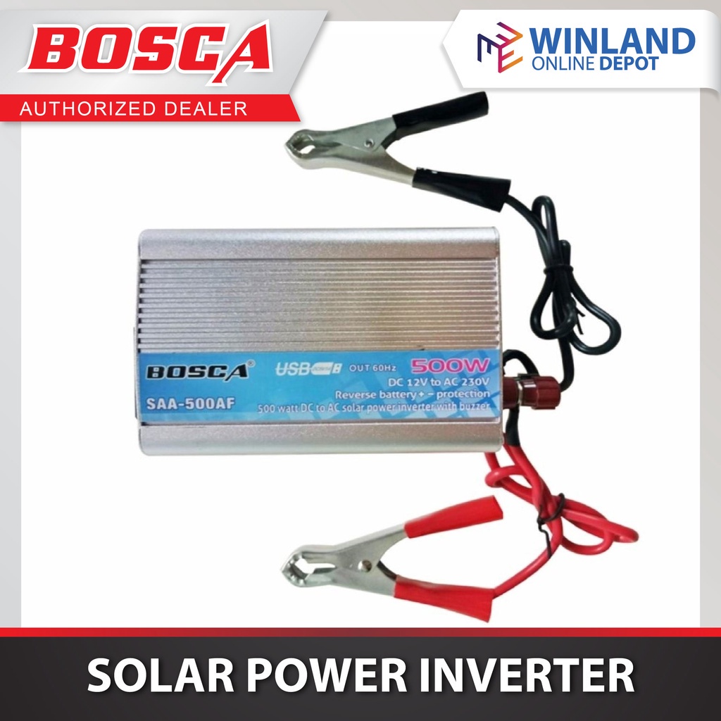 BOSCA by Winland 500W Solar Power Inverter DC 12V To AC 220-230V Car ...