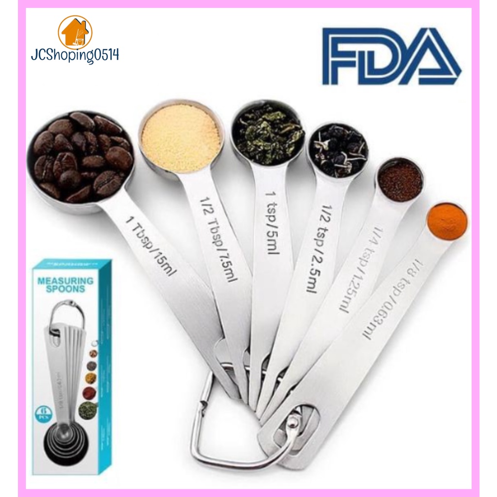 SHHM Set of 6 Stainless Steel metal round head collapsible Measuring ...