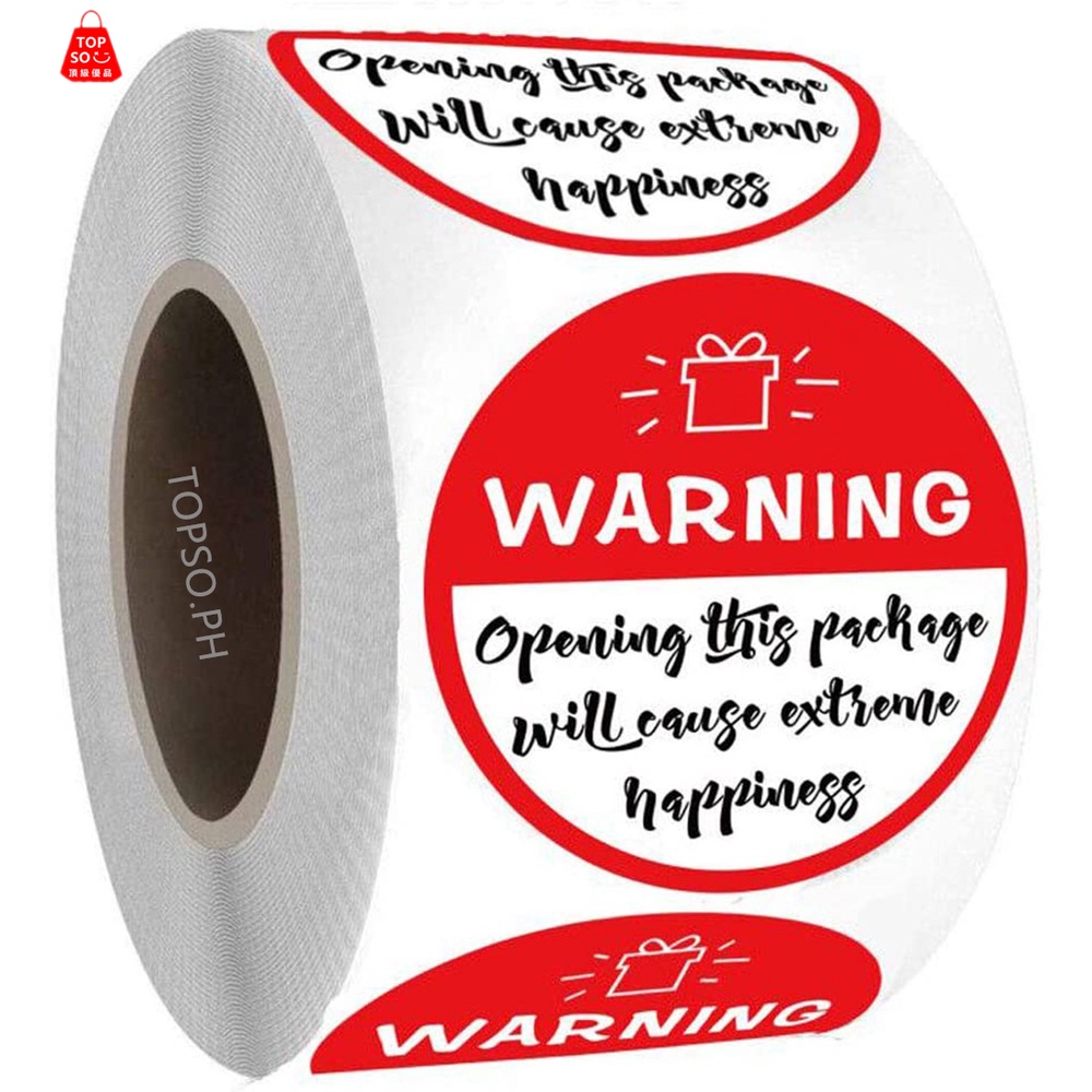 TOPSO.PH 500pcs/Roll Happiness stickers black and white warning signs ...