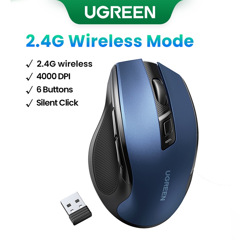 UGREEN Mouse Wireless Ergonomic Mouse 4000 DPI Silent 6 Buttons For ...