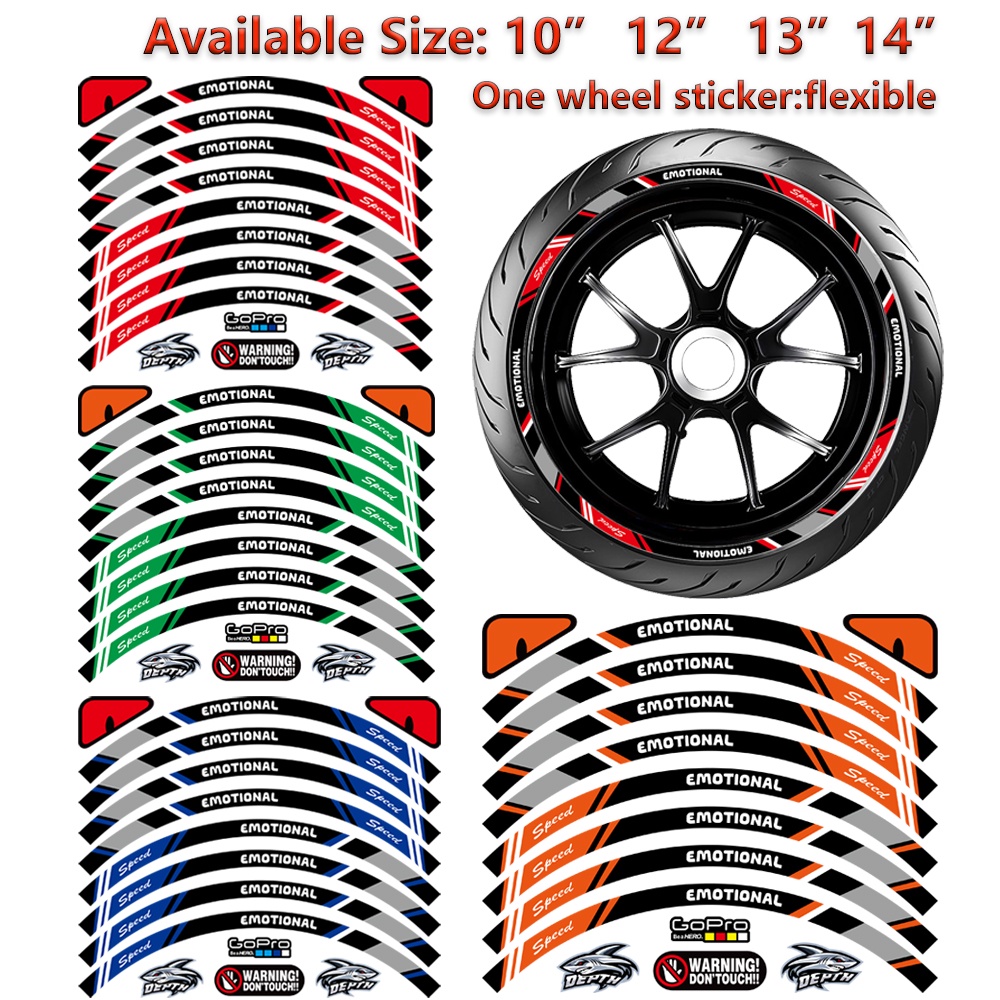 8PCS 10in 12in 13in 14 in Universal Motorcycle Wheel Tire Stickers ...
