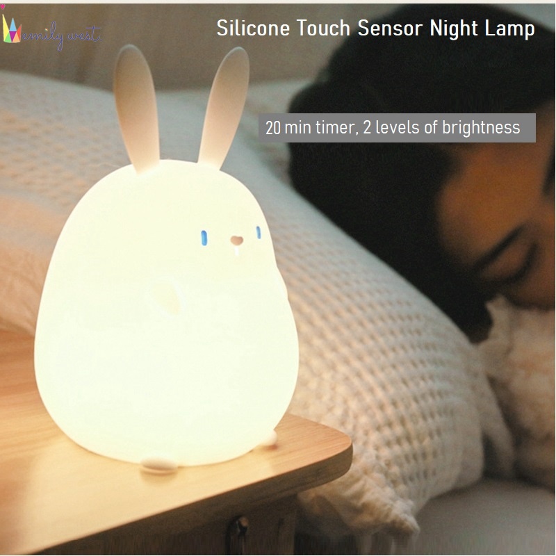 Cute Cartoon rabbit bunny LED Night Light Soft Silicone Touch Sensor ...