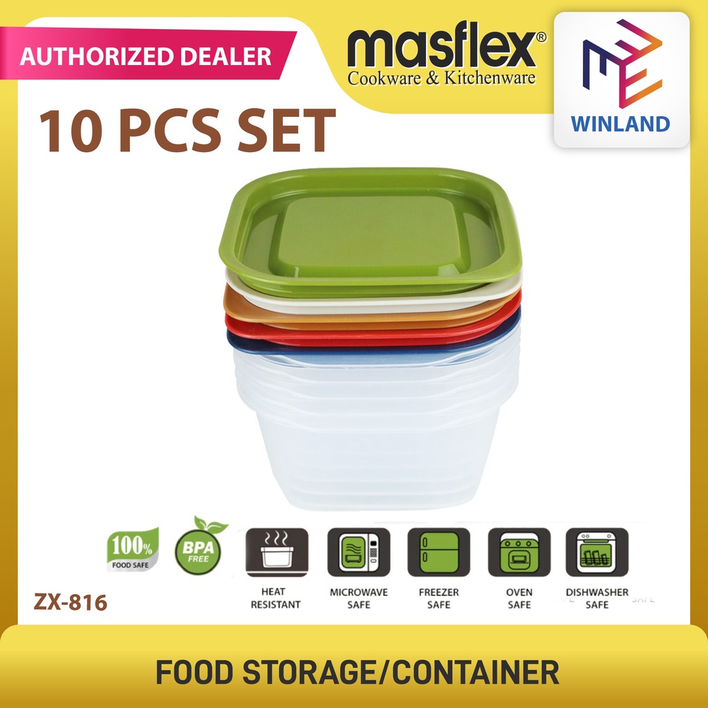 MASFLEX by Winland Square Type Vivid Food Storage/Container 10 Piece ...
