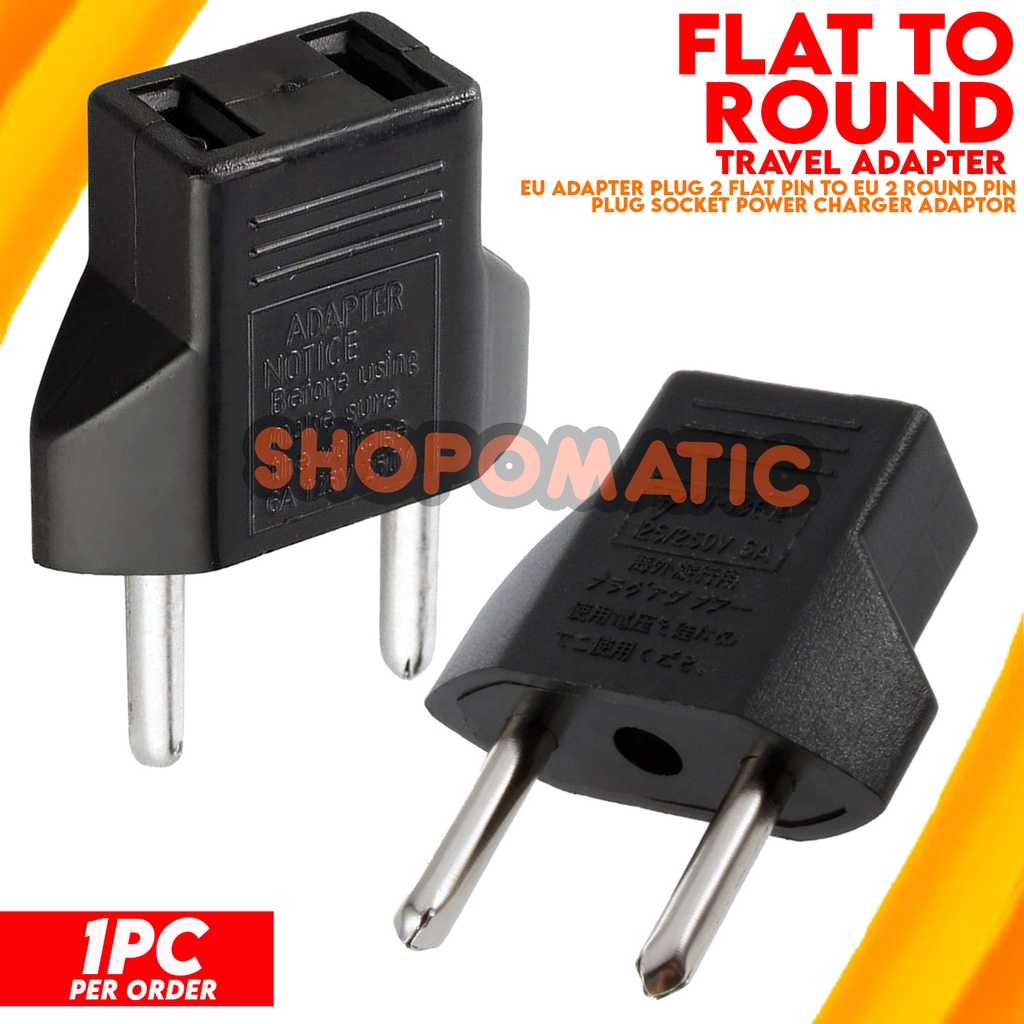 Flat To Round Adapter EU Adapter Plug 2 Flat Pin To EU 2 Round Pin Plug ...