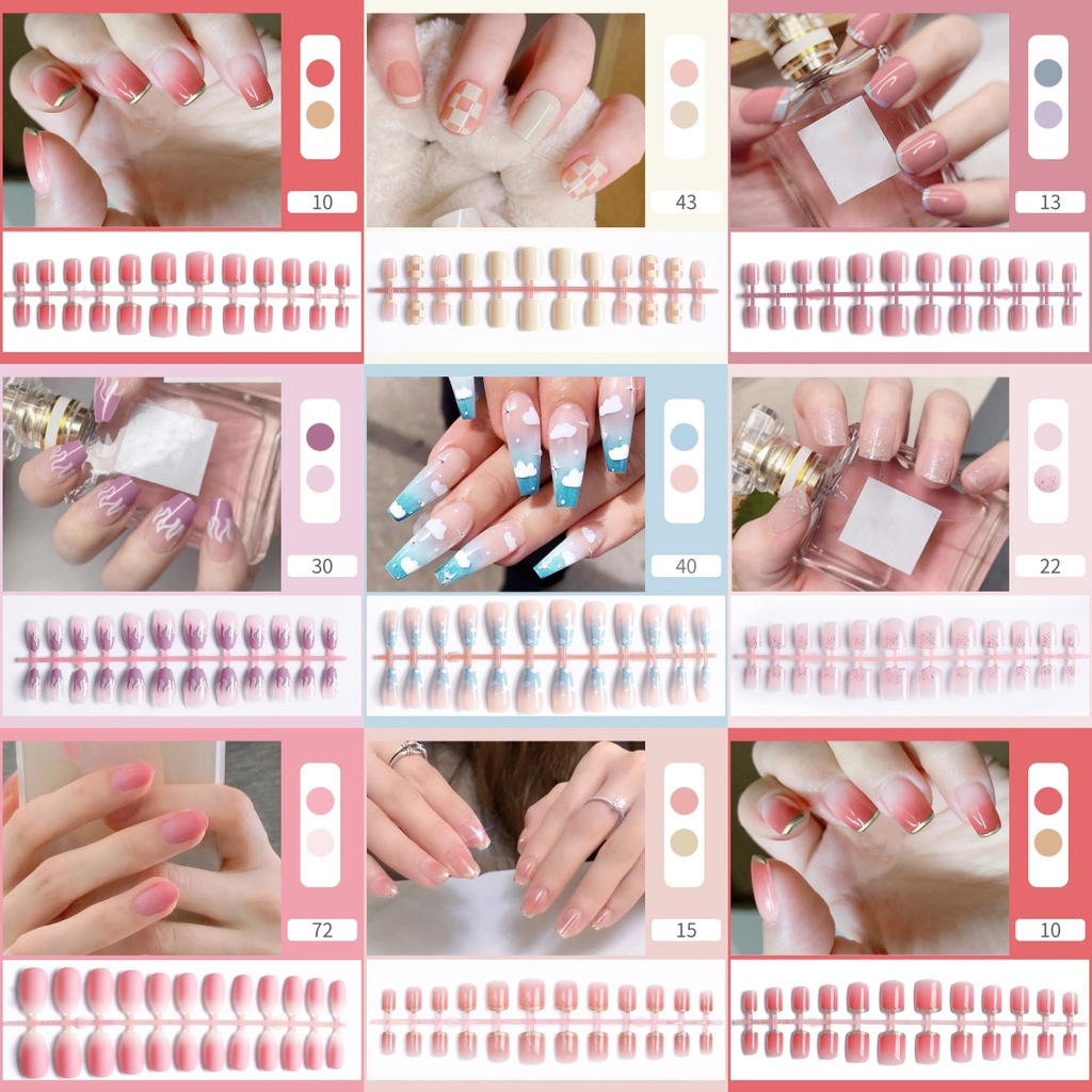 BORN PRETTY 24pcs Fake Nails Set With Glue False Nails Long Nail Fake ...