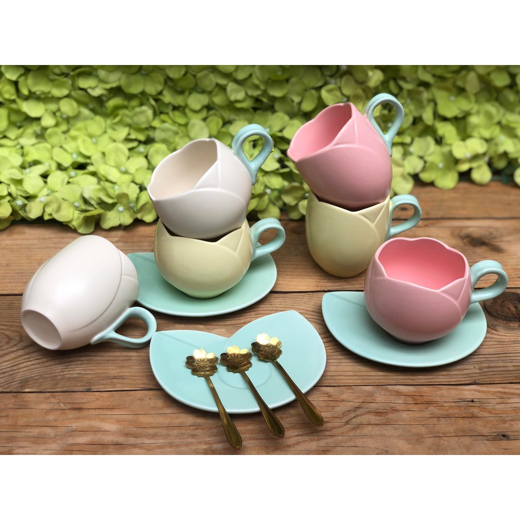 Maria Ceramic Teacup with Teaspoon 340 ml & 350 ml | Shopee Philippines