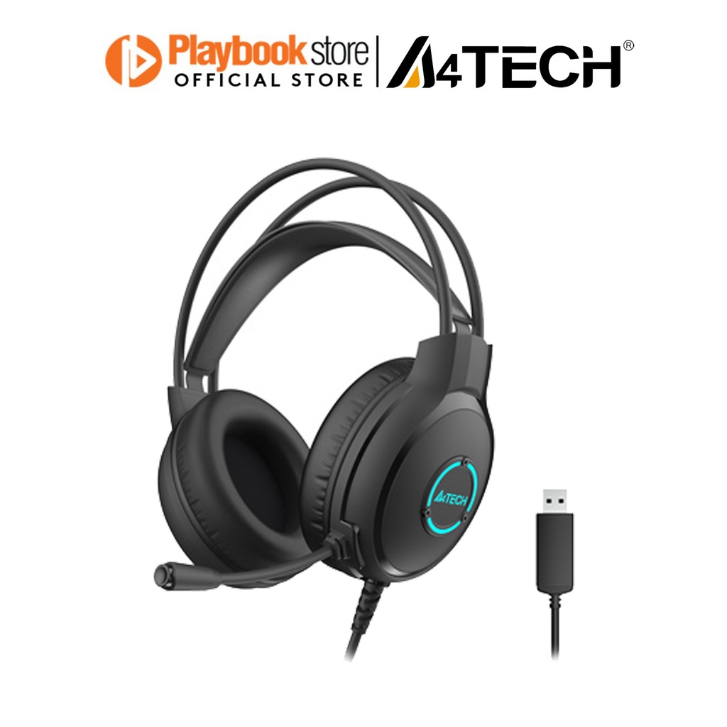 A4Tech FH300U Neon Illuminate LED Backlit Stereo Noise Canceling Wired ...