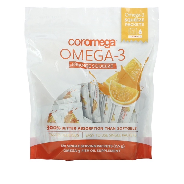 on hand!Coromega Omega 3 , Orange Squeeze 120 packets (2.5 g) each ...