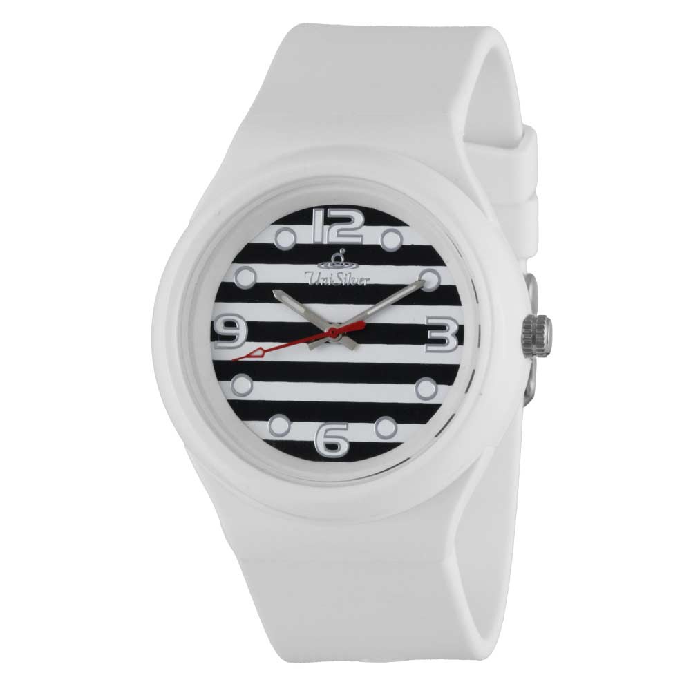 UniSIlver TIME STRIPES 'N DOTS FLXY Women's Medium Analog White KW1829 ...
