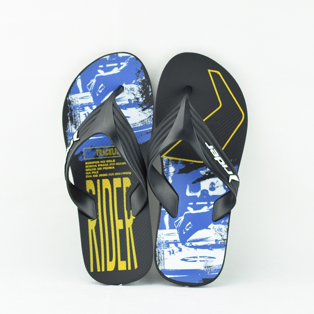 Rider Storm Dedo Ad Black Blue Yellow Men's Slippers | Shopee Philippines