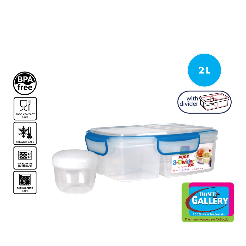 Home Gallery Pure Rectangular Food Keeper w/ Small Sauce Container 2L ...