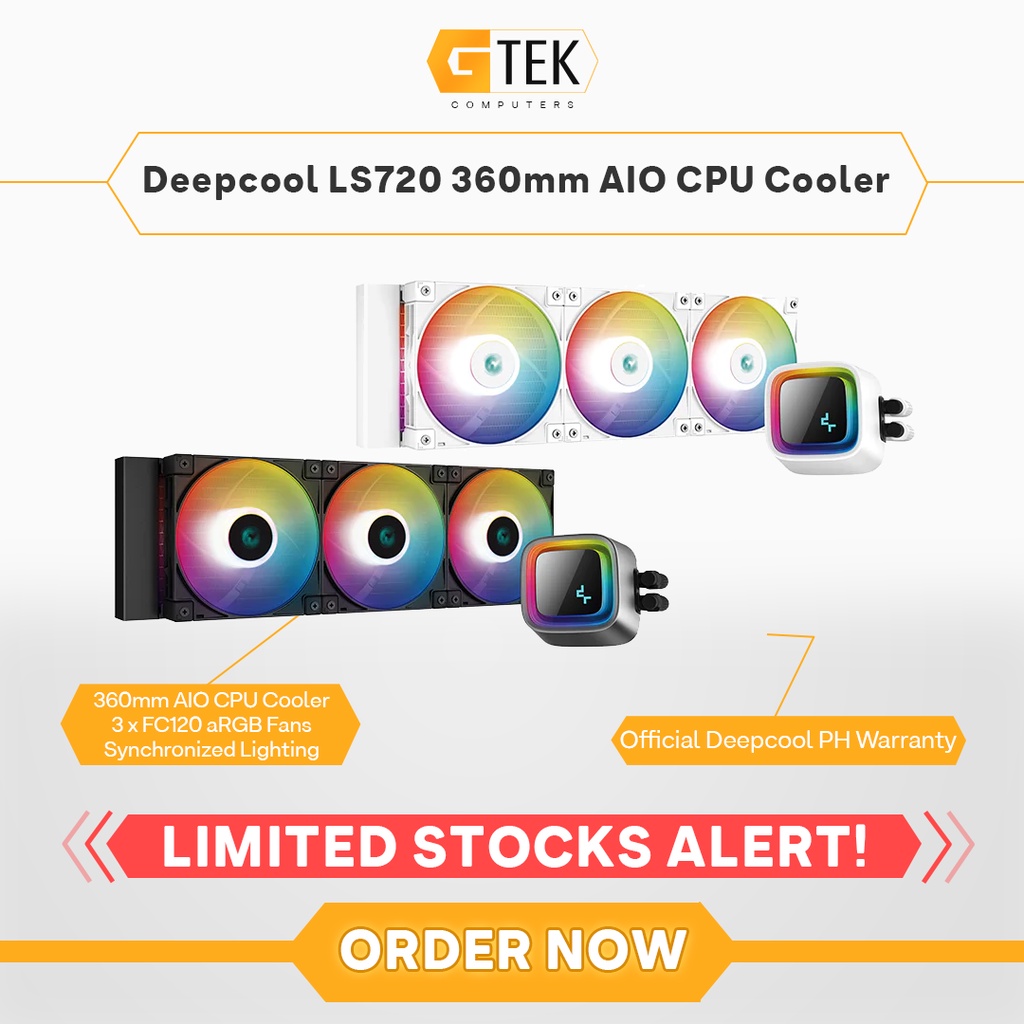 Deepcool LS720 360mm aRGB AIO Liquid CPU Cooler Black / White | Shopee ...