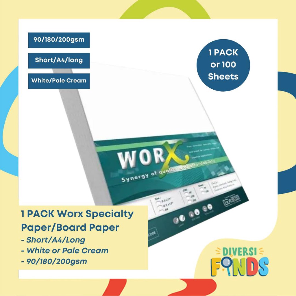 100pcs Worx Specialty/Board Paper 90/180/200gsm White Short/Long/A4 ...