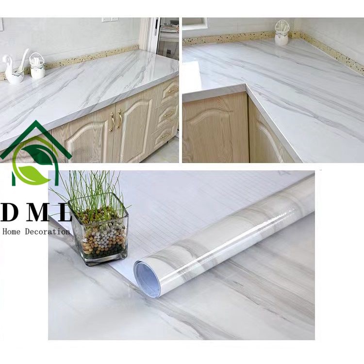 DML marble kitchen decorative wallpaper waterproof sticker thickened 45cm*5m table sticker ...
