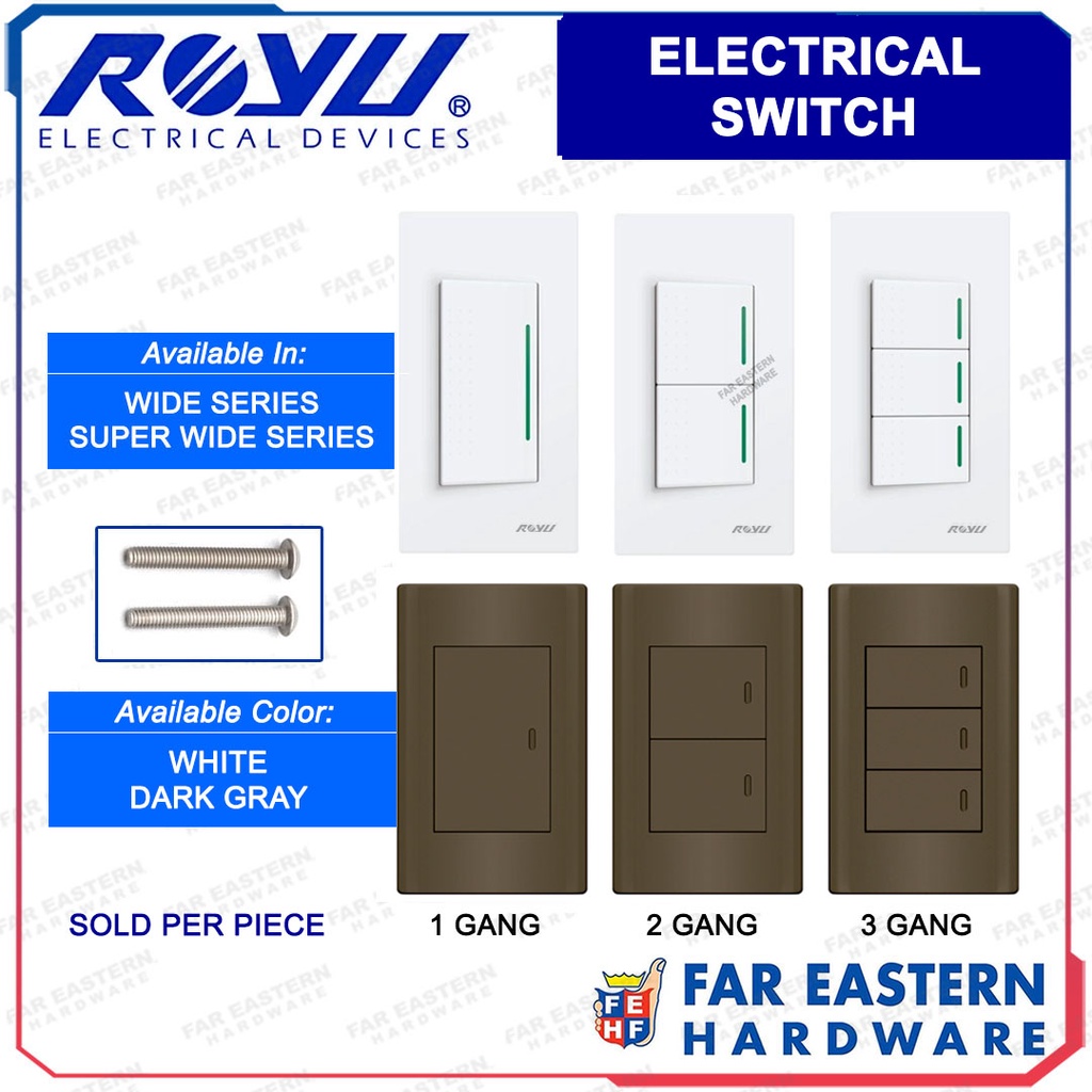 ROYU Electrical Switch Wide Series White | Dark Gray Switches | Shopee ...