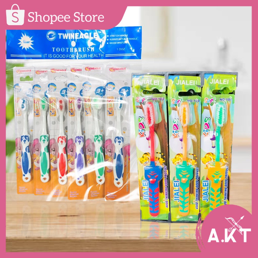 AKT 12pcs Kids Toothbrush w/ Cap Dental Hygiene Kit Giveaways Kiddie ...