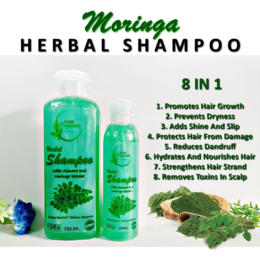 Moringa Herbal Shampoo by Pure Organic Hair Growth and Hair Thickener ...