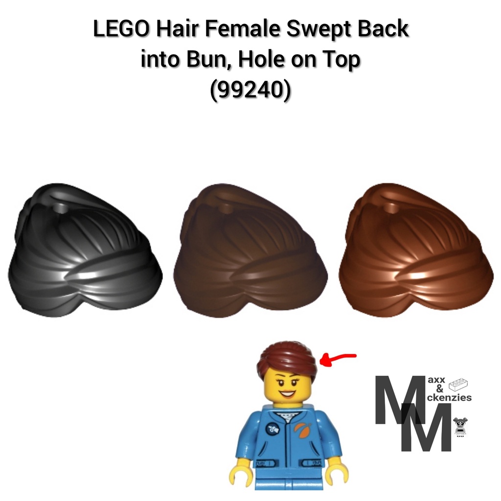 Hair Female Swept Back into Bun, Hole on Top (99240) LEGO Minifigure ...