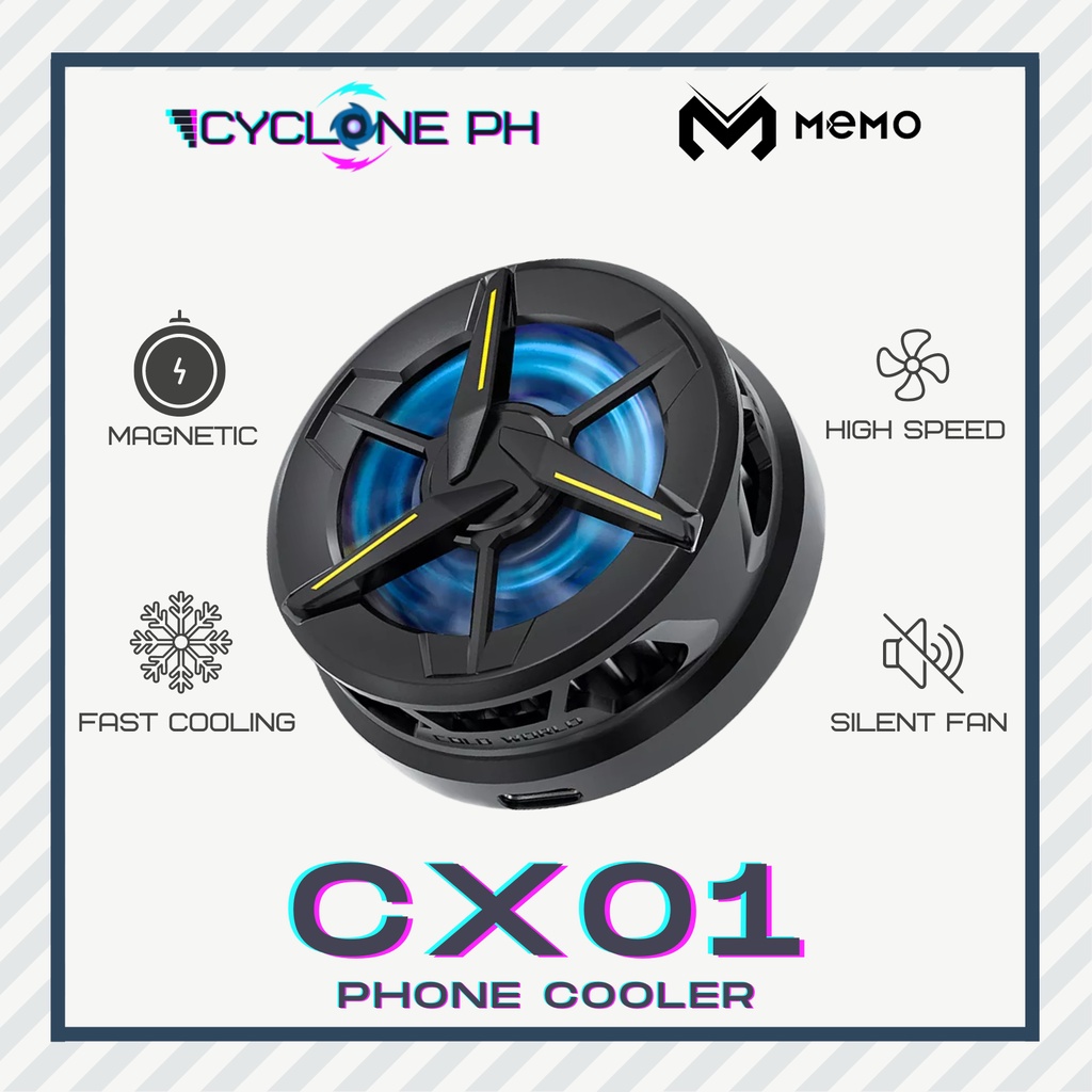 [Cyclone PH] ORIGINAL MEMO CX01 Phone Cooler | Magnetic RGB Universal Cooling Fan for Mobile ...